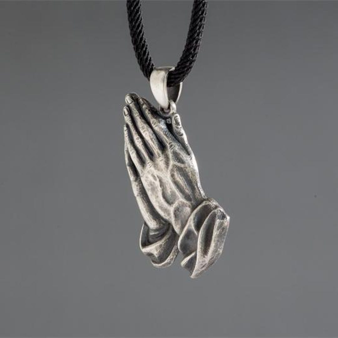 Sterling Silver Prayer Hand Pendant, Praying Hand Necklace, Religious ...
