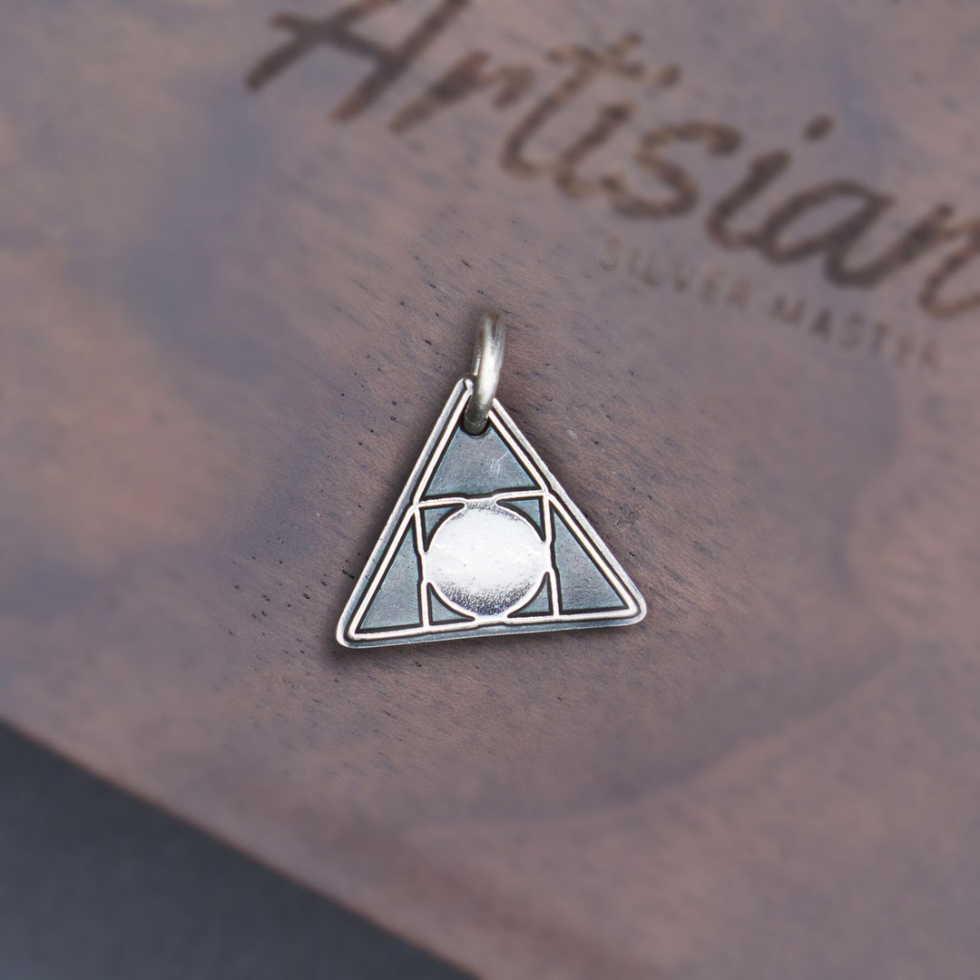 Silver Philosopher's Stone Pendant, Alchemy Necklace, Triangle and ...