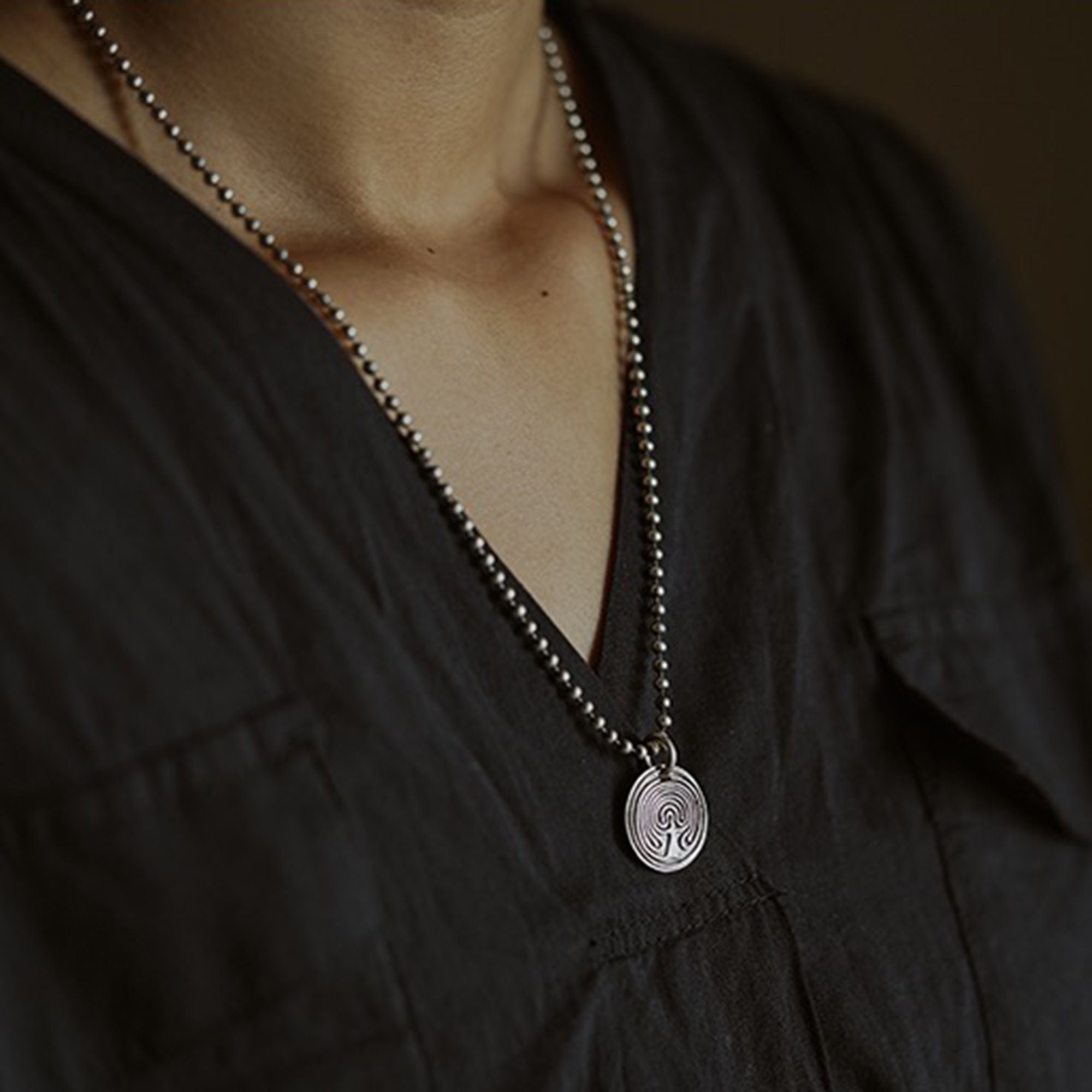 Silver Labyrinth Necklace Circular Knossos Maze Pendant - Etsy