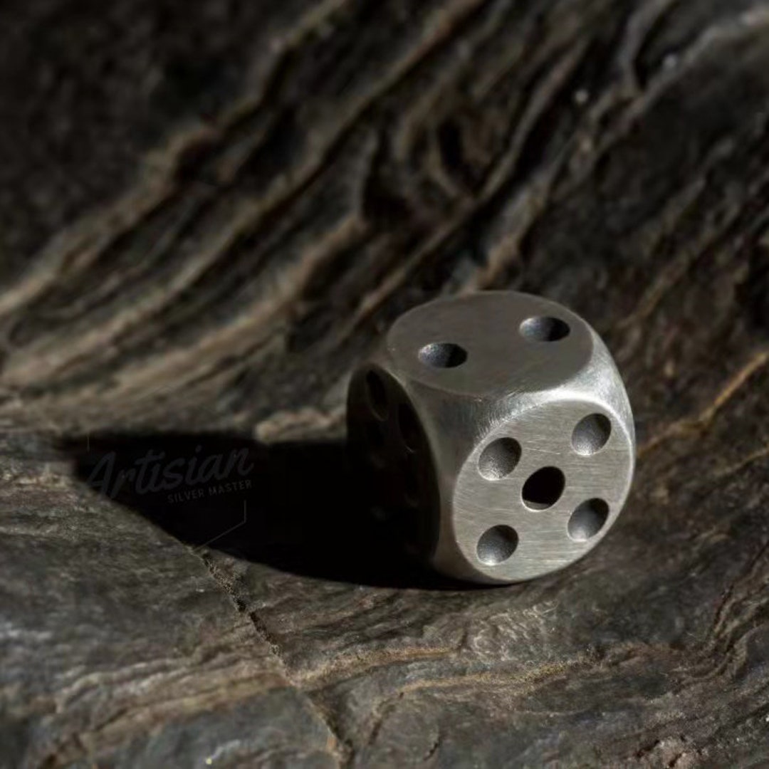 Handmade Silver Dice Pendant, Silver Men Jewelry, Dice Necklace, Cube ...