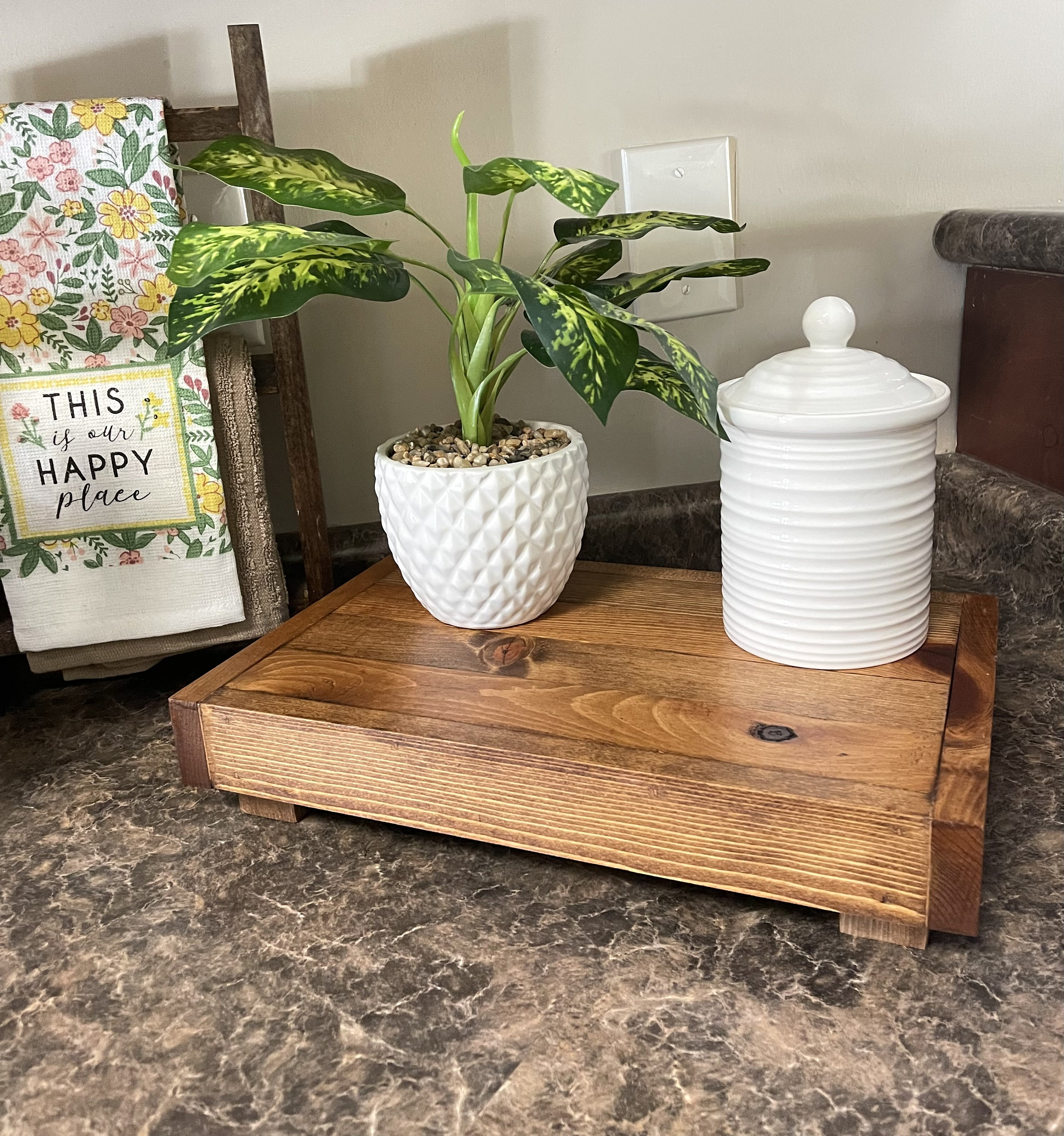 Wood Riser, Farmhouse Decor, Boho Riser, Wood Tray, Pedestal Stand ...