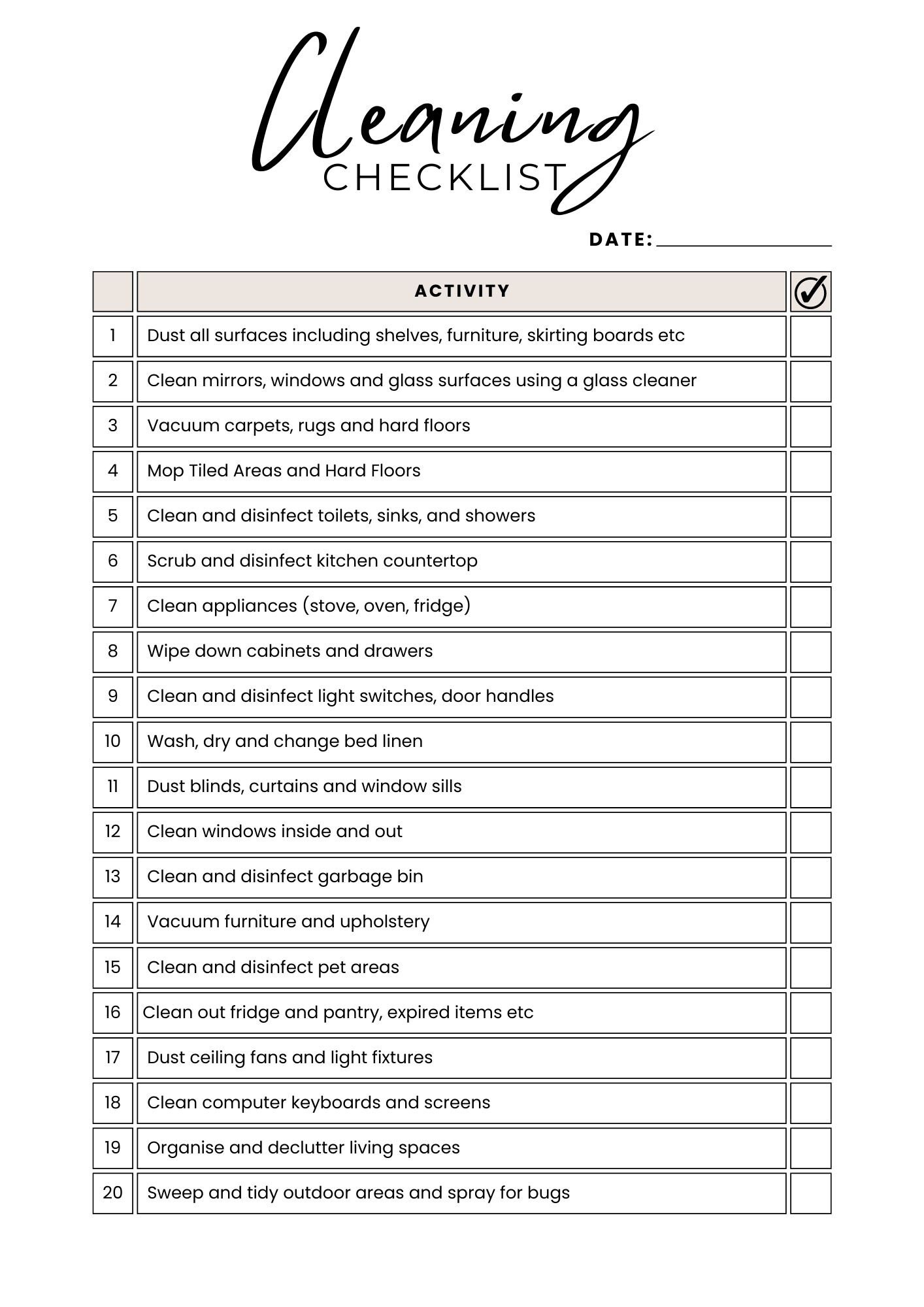 Cleaning Checklist | to Do List, Cleaning Motivation, Cleaning List ...