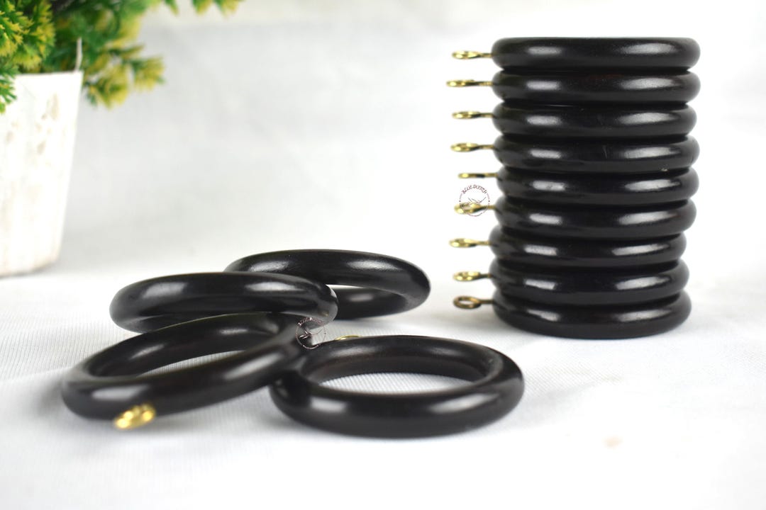 Black Wooden Curtain Rings for Window and Shower Décor–wood Drapery Rod ...