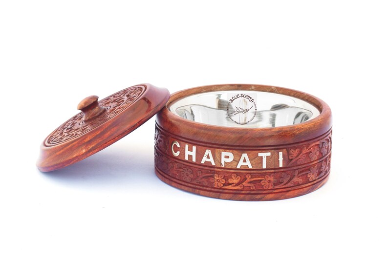 Handmade Sheesham Wood Chapati Box: Engraved Roti Storage - Etsy