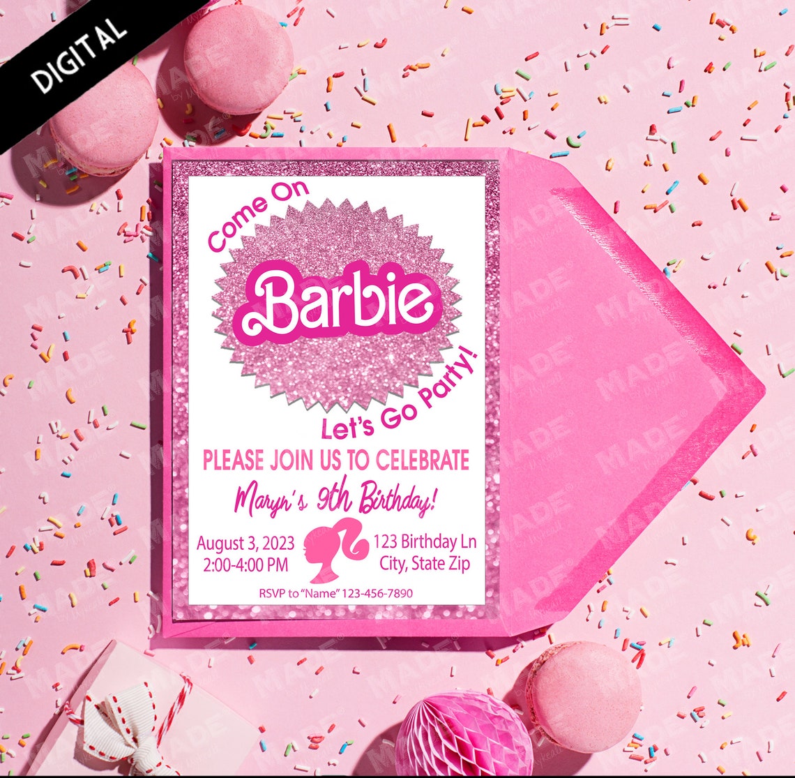 Editable BARBIE BIRTHDAY INVITATION - Come on Barbie Let's Go Party ...