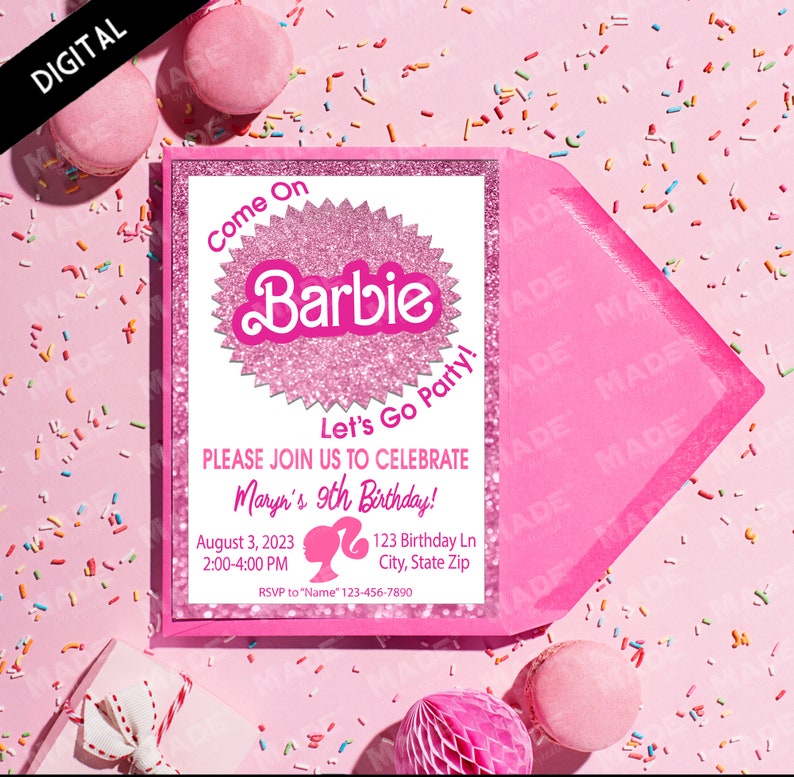 Editable BARBIE BIRTHDAY INVITATION - Come on Barbie Let's Go Party ...