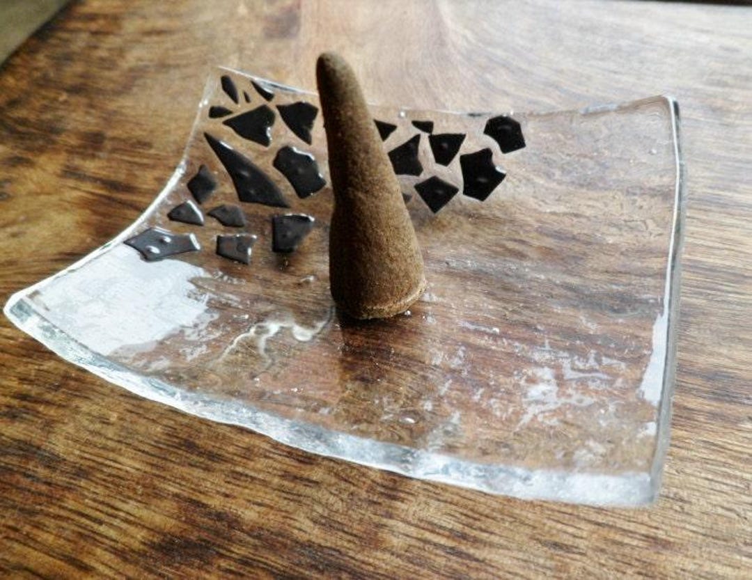 Incense Burner. Clear Glass Incense Burner for Cone Incense. Handmade ...