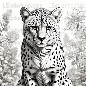 Grayscale Cheetah Adult Coloring Page, Printable Jungle Animal Mandala ...