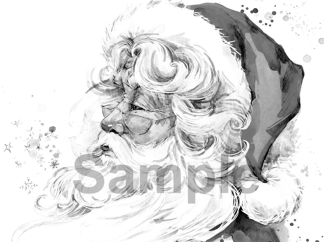 Christmas Grayscale Coloring Page #10 Christmas Santa High Resolution ...