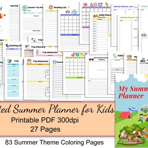 Printable Kids Summer Planner and Coloring Pages, 27 Planner Pages, 83 ...