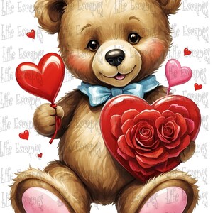 Printable Valentine Bear Clipart Bundle - Set #2, PNG, Commercial Use ...