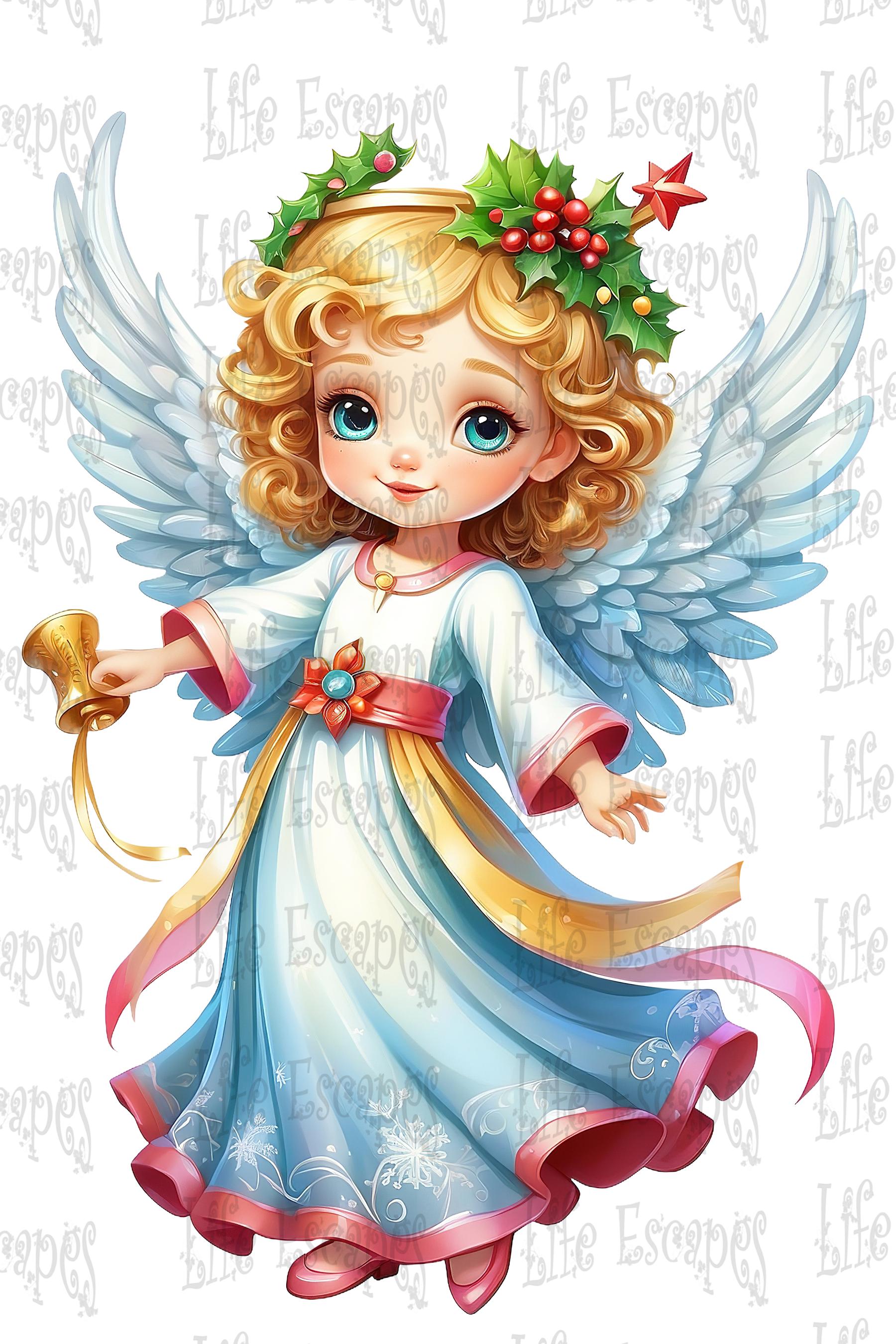 Christmas Angel Clipart Set, 12 PNG Clipart, Transparent 300dpi ...