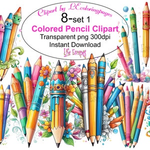 Printable Colored Pencil Clipart Bundle Set 1, PNG, Commercial Use ...