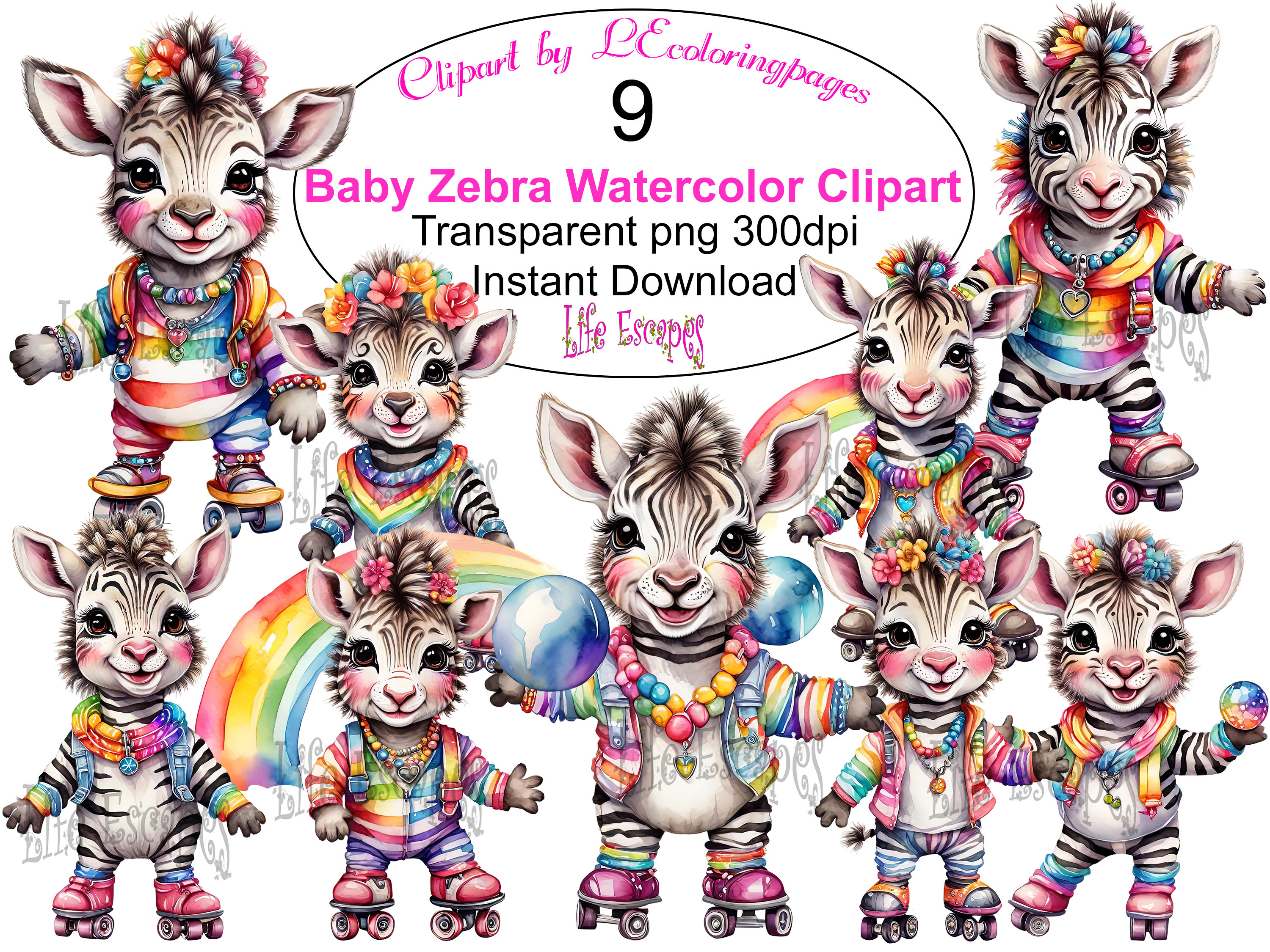 Baby Zebra Watercolor Clipart, Nursery Printable (digital Download) - Etsy