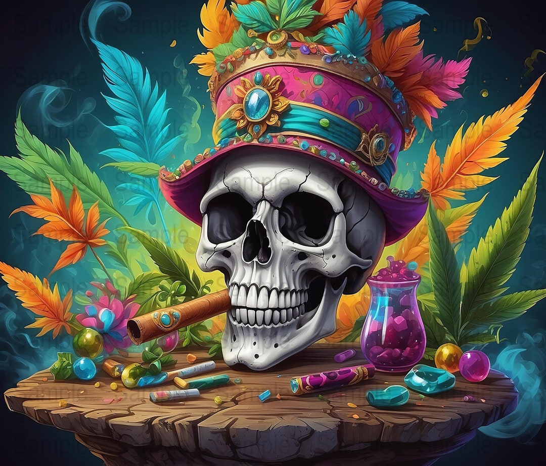 Funny Weed, Cannabis, Marijuana, Skull 20 Oz Skinny Tumbler Sublimation ...