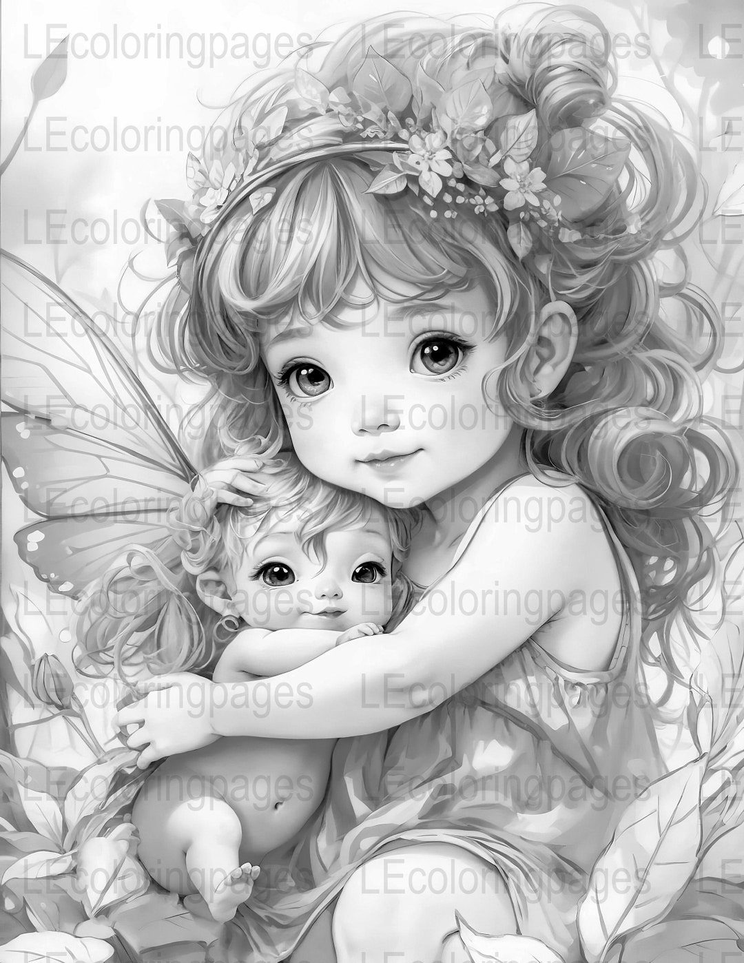 Enchanting Baby Fairy Coloring Page for Adults 60 Instant Download ...