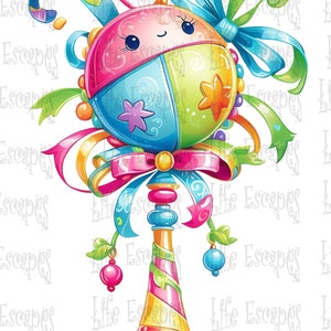 Printable Baby Rattle Clipart Bundle - Set #1, PNG, Commercial Use ...