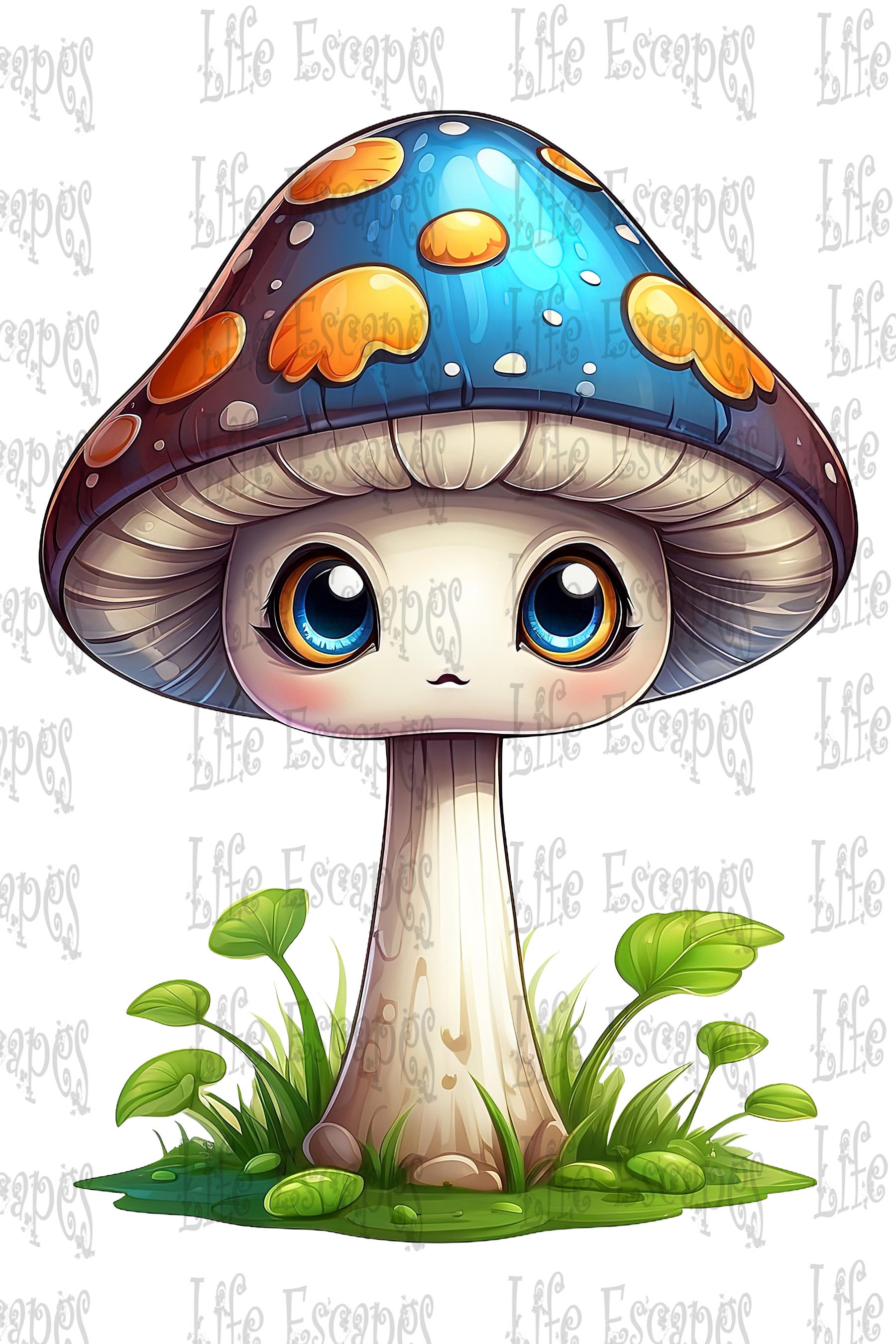 Cute Mushroom Clipart Set, Kawaii Fungi Graphics, Digital Download ...