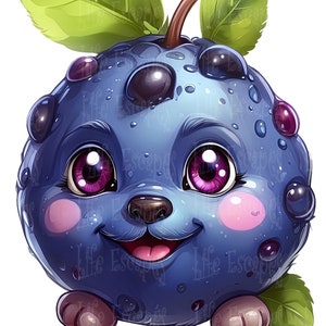 Cute Blueberry Characters Clipart, Whimsical Fruit Illustrations ...