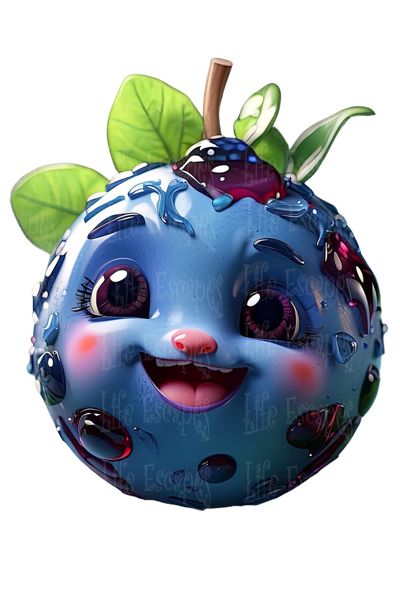 Cute Blueberry Characters Clipart, Whimsical Fruit Illustrations ...
