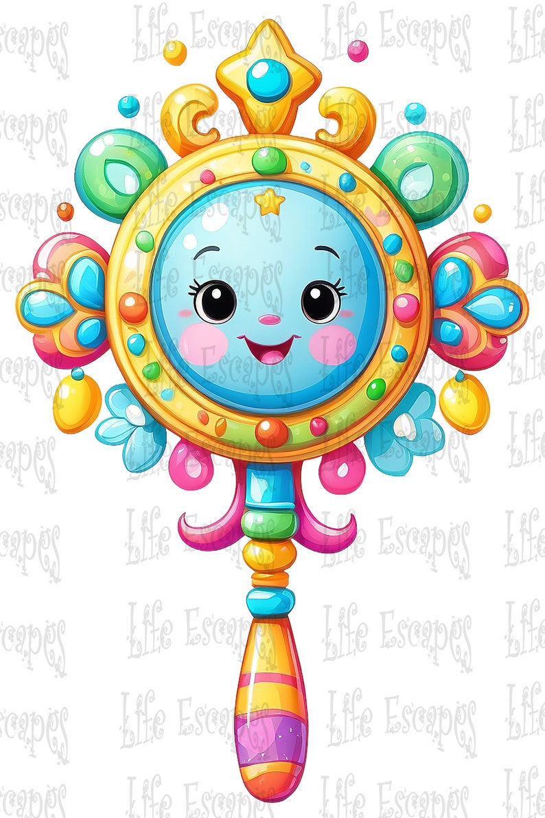 Printable Baby Rattle Clipart Bundle Set 1, PNG, Commercial Use ...