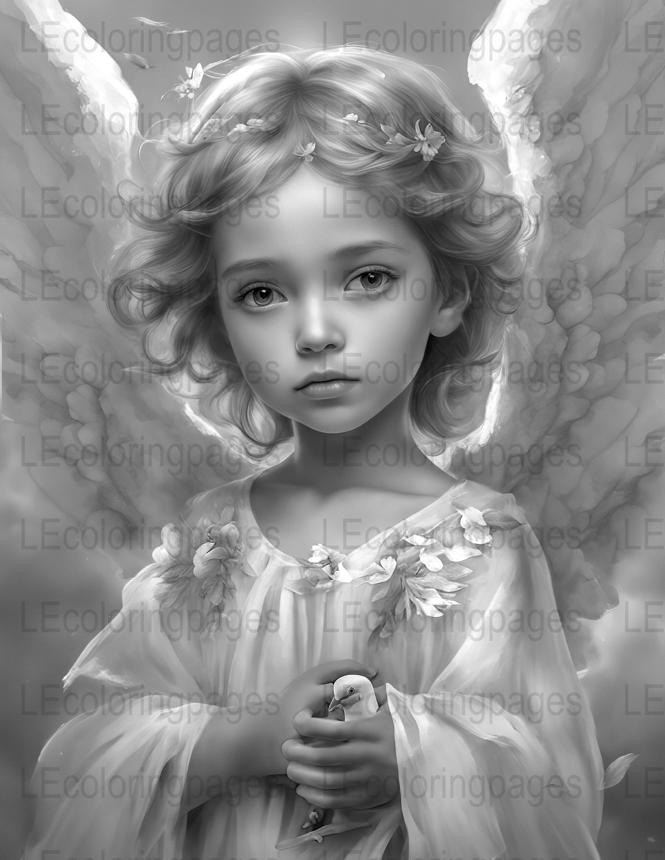 Heavenly Angel Coloring Page Life Escapes Angel 30 From - Etsy
