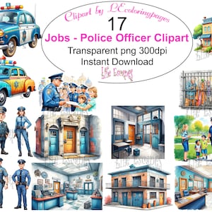 Police Officer Clipart Set, Educational Teaching Aid, Community Helpers ...