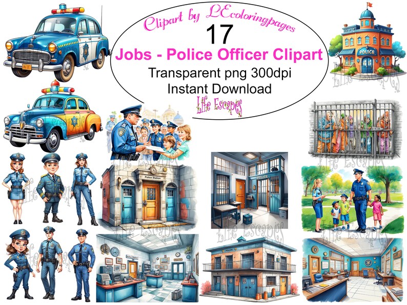 Police Officer Clipart Set, Community Helpers Graphics (digital ...