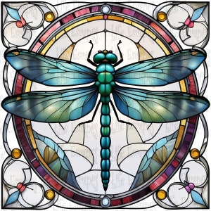 Printable Stained Glass Dragonfly Clipart Bundle - Set #1, PNG ...