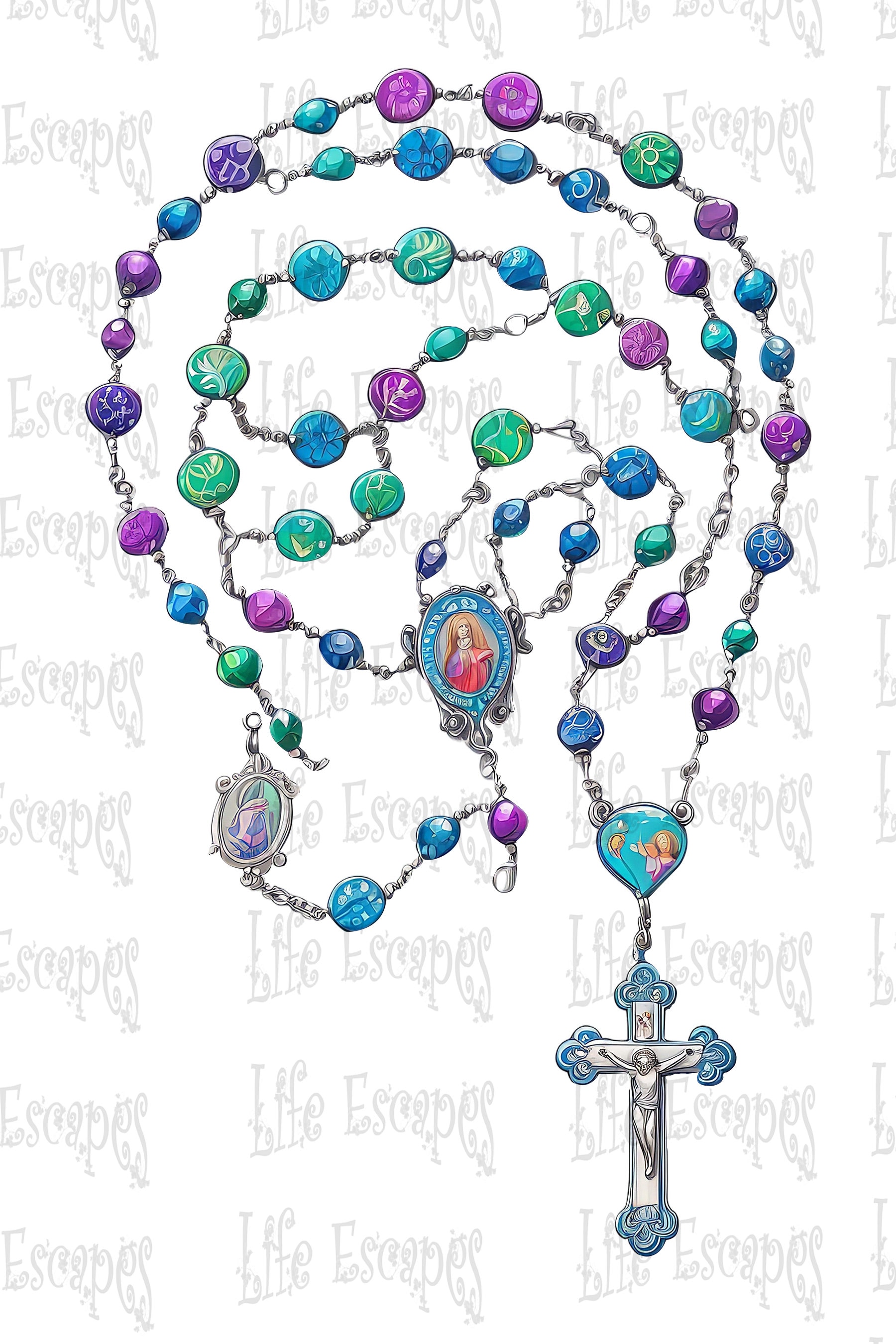 Printable Rosary Bead Clipart Set, Catholic Prayer Beads, Religious ...