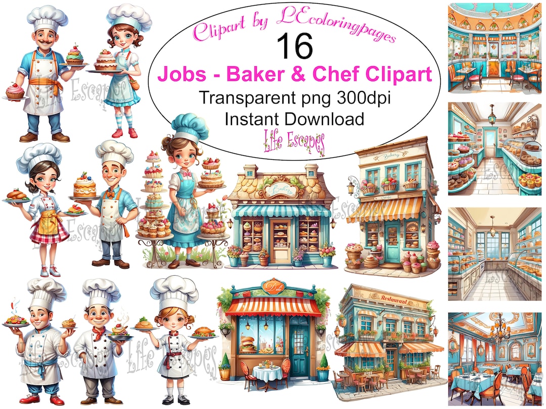 Chef and Baker Clipart for Teachers, Jobs and Careers Illustrations ...