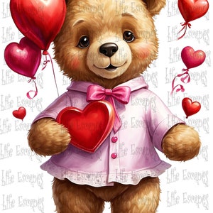 Printable Valentine Bear Clipart Bundle - Set #2, PNG, Commercial Use ...