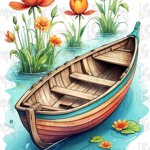Printable Row Boat Clipart Bundle - Set #1, PNG, Commercial Use ...