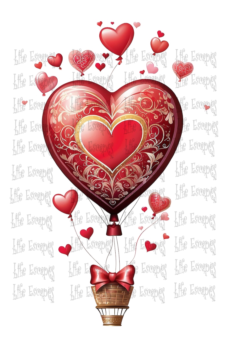 Printable Valentine Hot Air Balloon Clipart Bundle Set 1, PNG ...