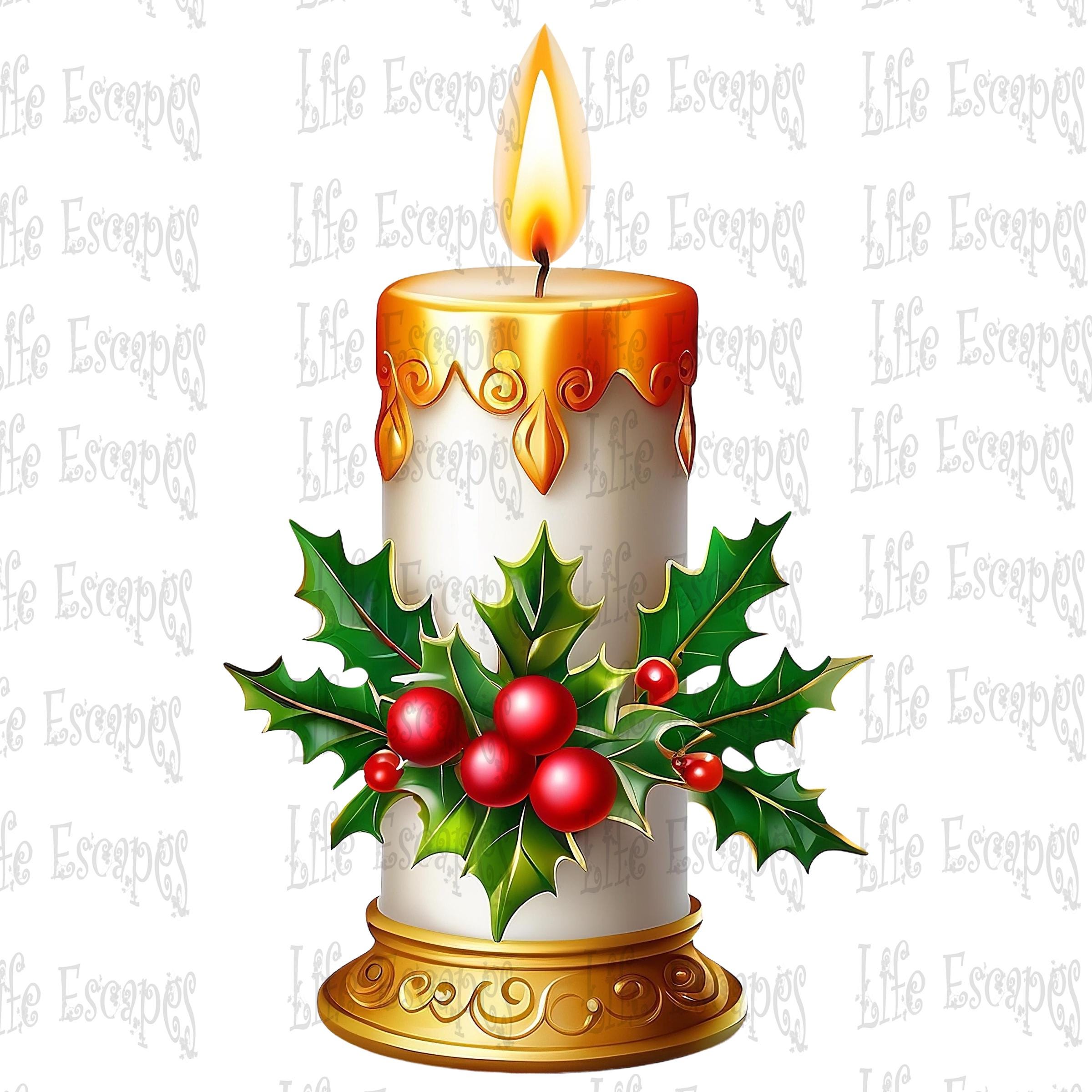 7 Christmas Candle Clipart Set, Transparent PNG Clipart, Commercial Use ...