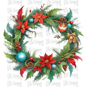 Printable Christmas Wreath Clipart Set - Set #1, PNG, Commercial Use ...