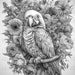 Adult Coloring Page Printable, Grayscale Parrot and Flowers, Relaxing ...