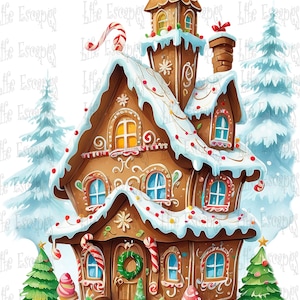 Printable Christmas Gingerbread Houses Clipart Set - Set #1, PNG ...