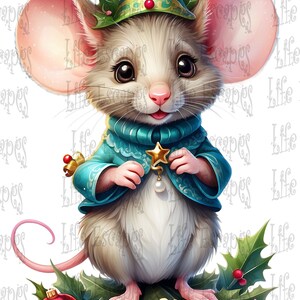 Printable Christmas Mouse Clipart Set - Set #1, PNG, Commercial Use ...