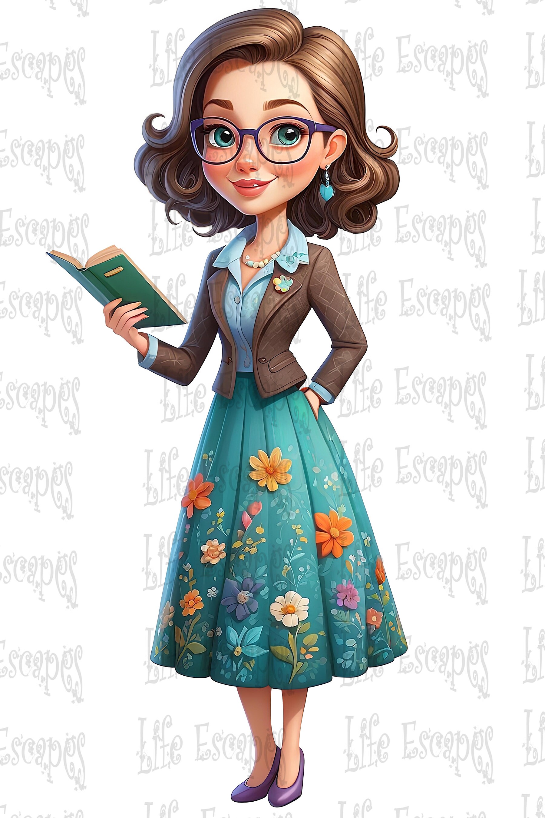 Teacher Clipart Set, School Characters and Classroom Scenery ...