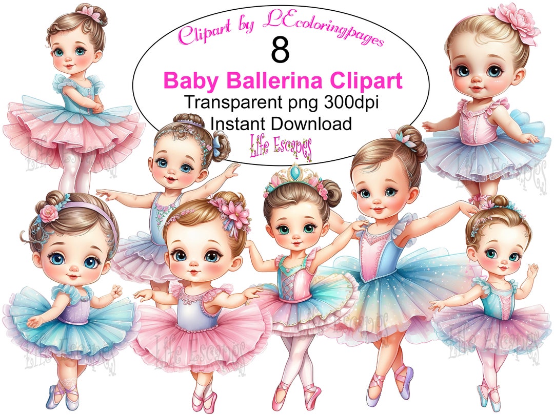 Baby Ballerina Clipart Set, Cute Ballet Girls Digital Download ...