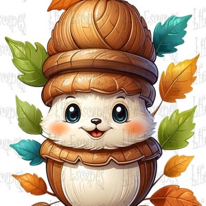 Printable Cute Acorn Clipart Bundle - Set #1, PNG, Commercial Use ...