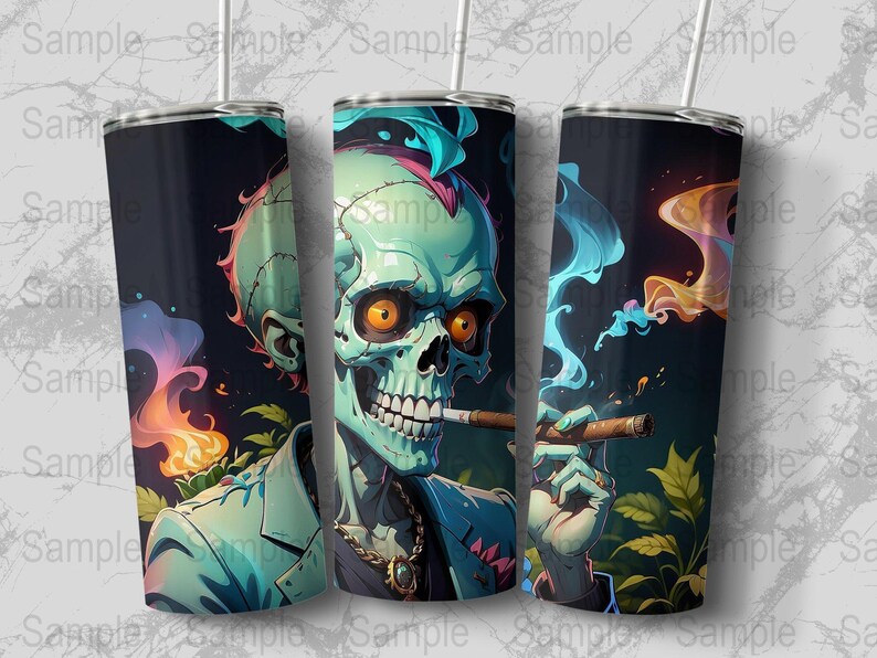 Funny Weed, Cannabis, Marijuana, Skull 20 Oz Skinny Tumbler Sublimation ...