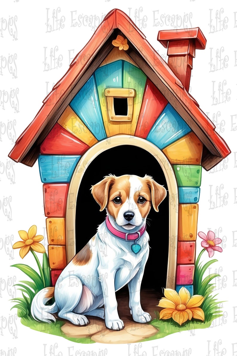 Dog House Clipart Bundle – Watercolor Style, Transparent PNG (digital ...