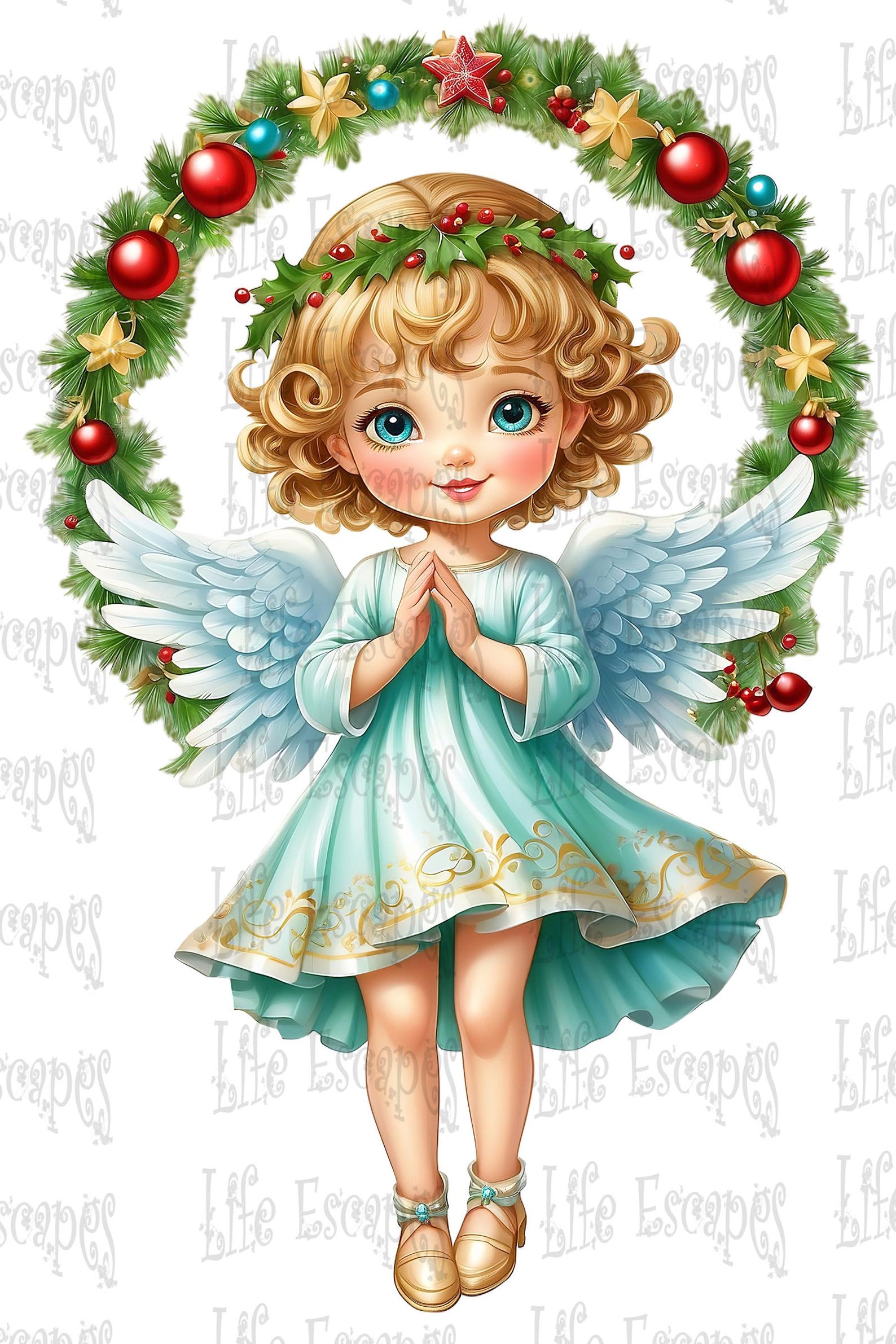 Christmas Angel Clipart Set, 12 PNG Clipart, Transparent 300dpi ...