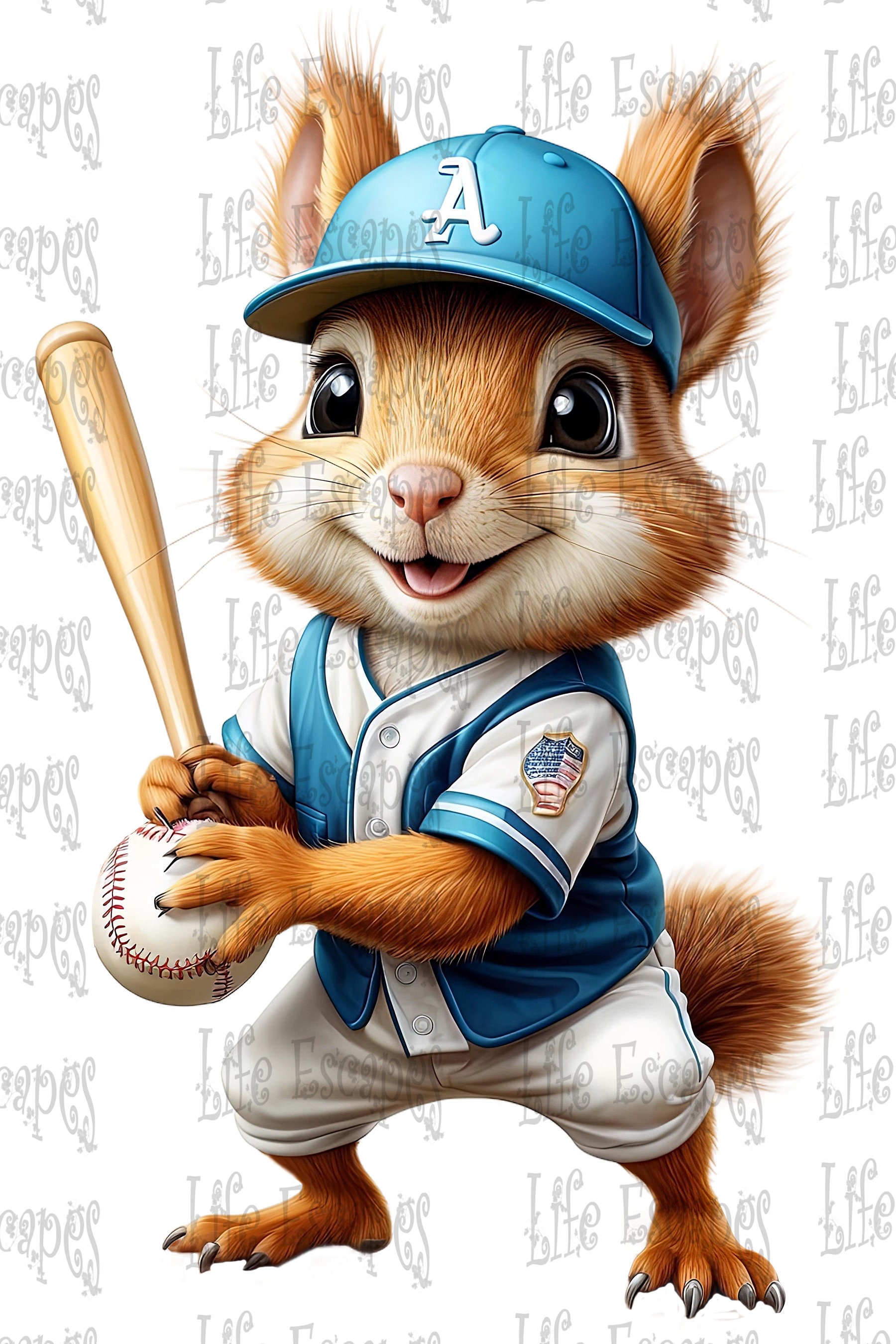 Baby Squirrel Baseball Clipart, Cute Sports Theme Illustrations ...