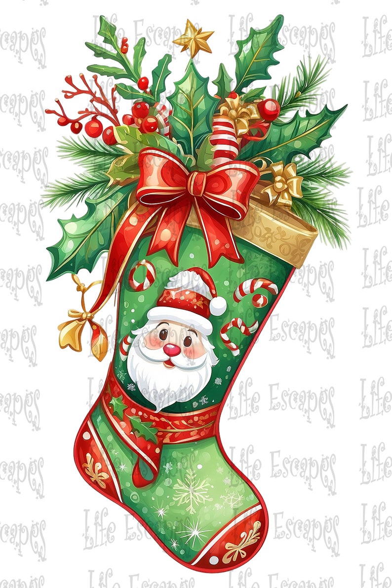 Printable Christmas Stocking Clipart - Set #1, PNG, Commercial Use ...