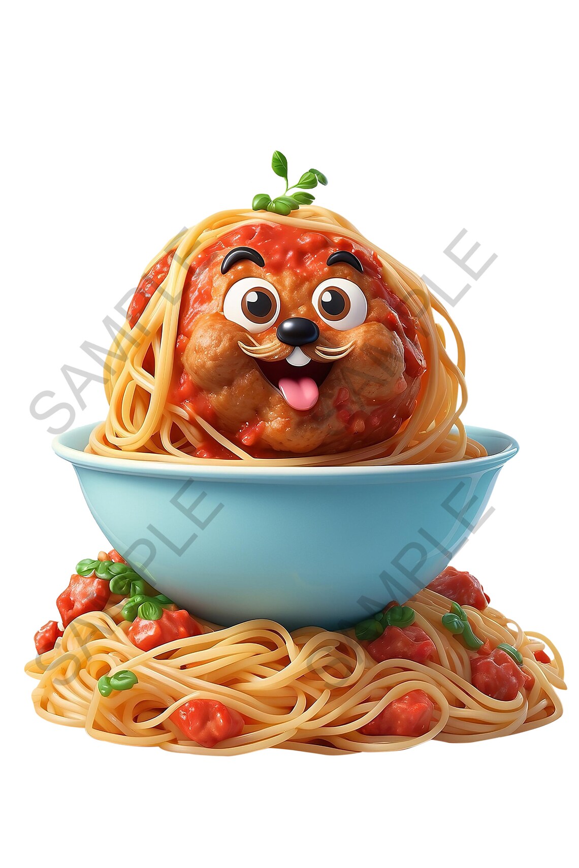 Spaghetti and Meatball Clipart Set, Cute Pasta Characters, Digital PNG ...