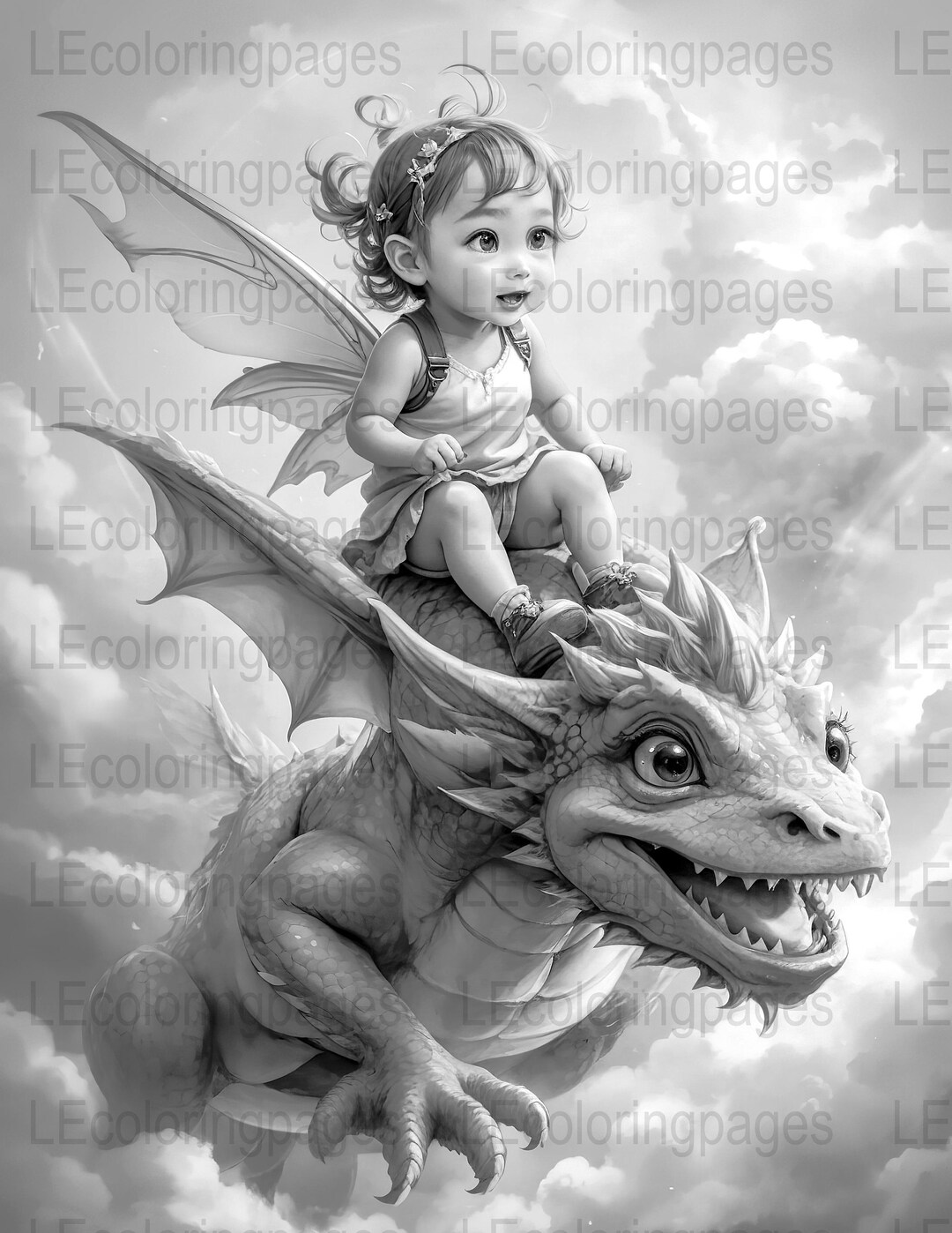 Enchanting Baby Fairy Coloring Page for Adults 50 Instant Download ...