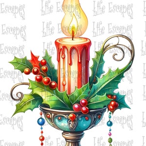 Printable Christmas Candles Clipart Set - Set #1, PNG, Commercial Use ...